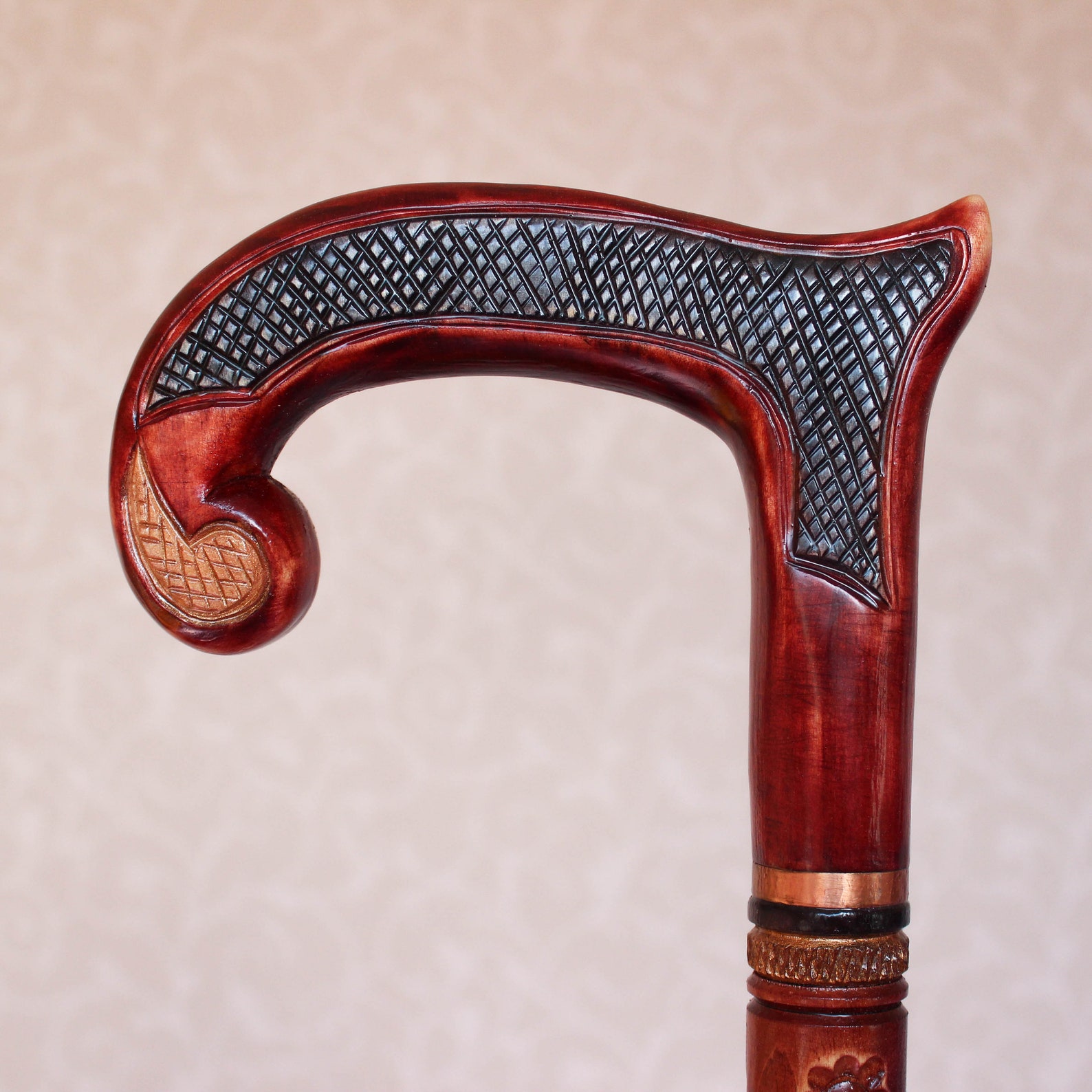 Hand Carved Walking Cane With Carved Handle and Shaft Hiking - Etsy