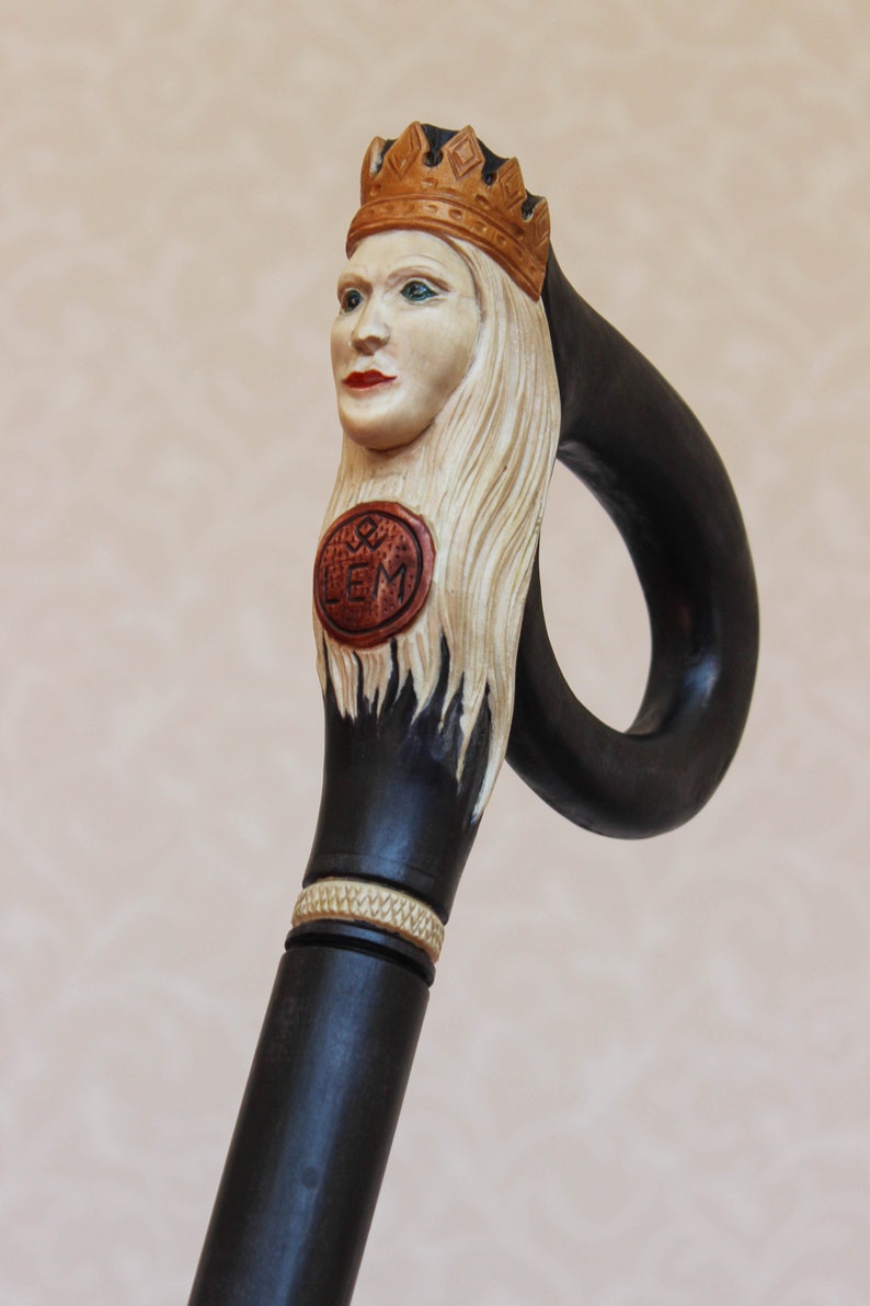 Black Walking Cane for Women dark Queen Carved - Etsy