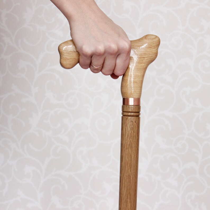 Wooden Oak Walking Cane Stable and Strong Cane With a Copper - Etsy UK