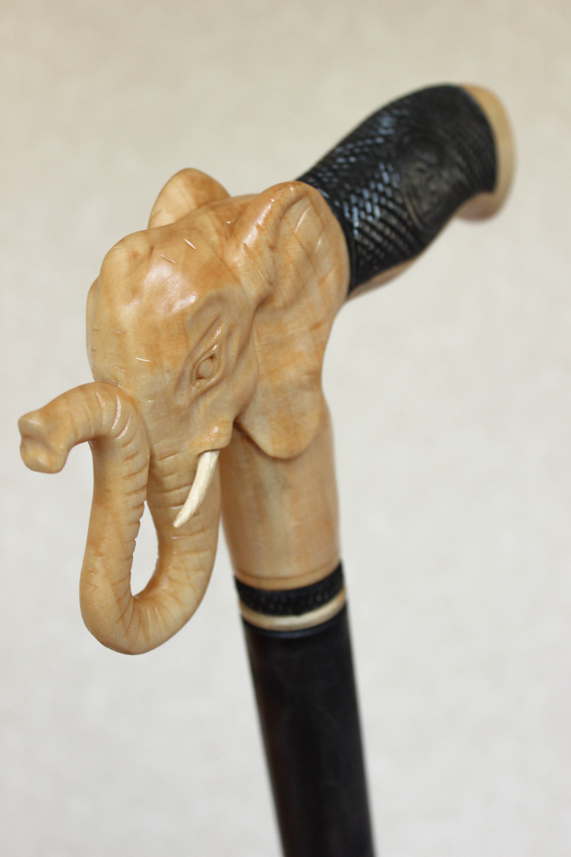 Elephant Walking Cane Style Wooden Stick Hand Carved Handle - Etsy ...