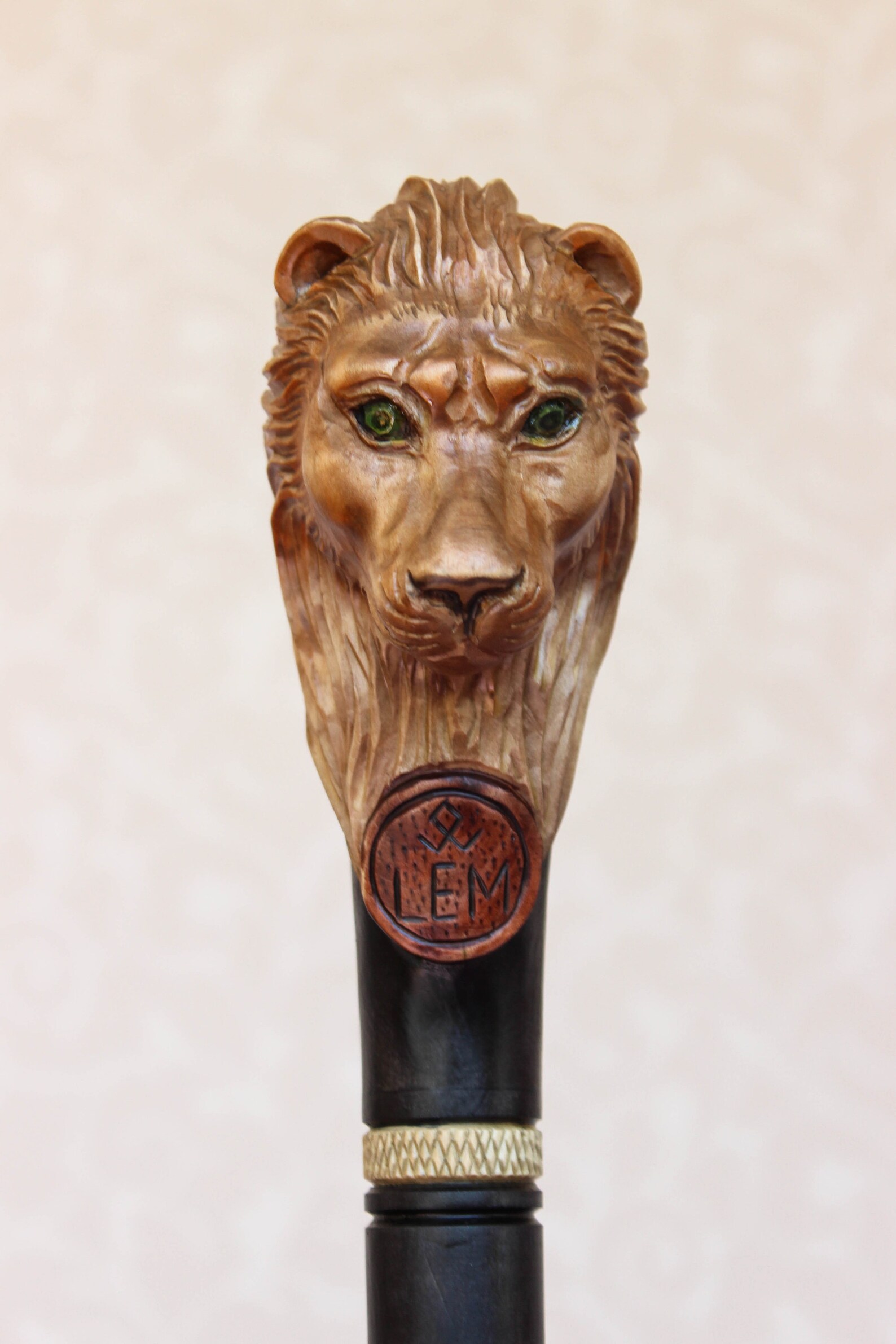 Leo Wooden Cane Walking Stick Lion Carved Handle Zodiac Leo - Etsy
