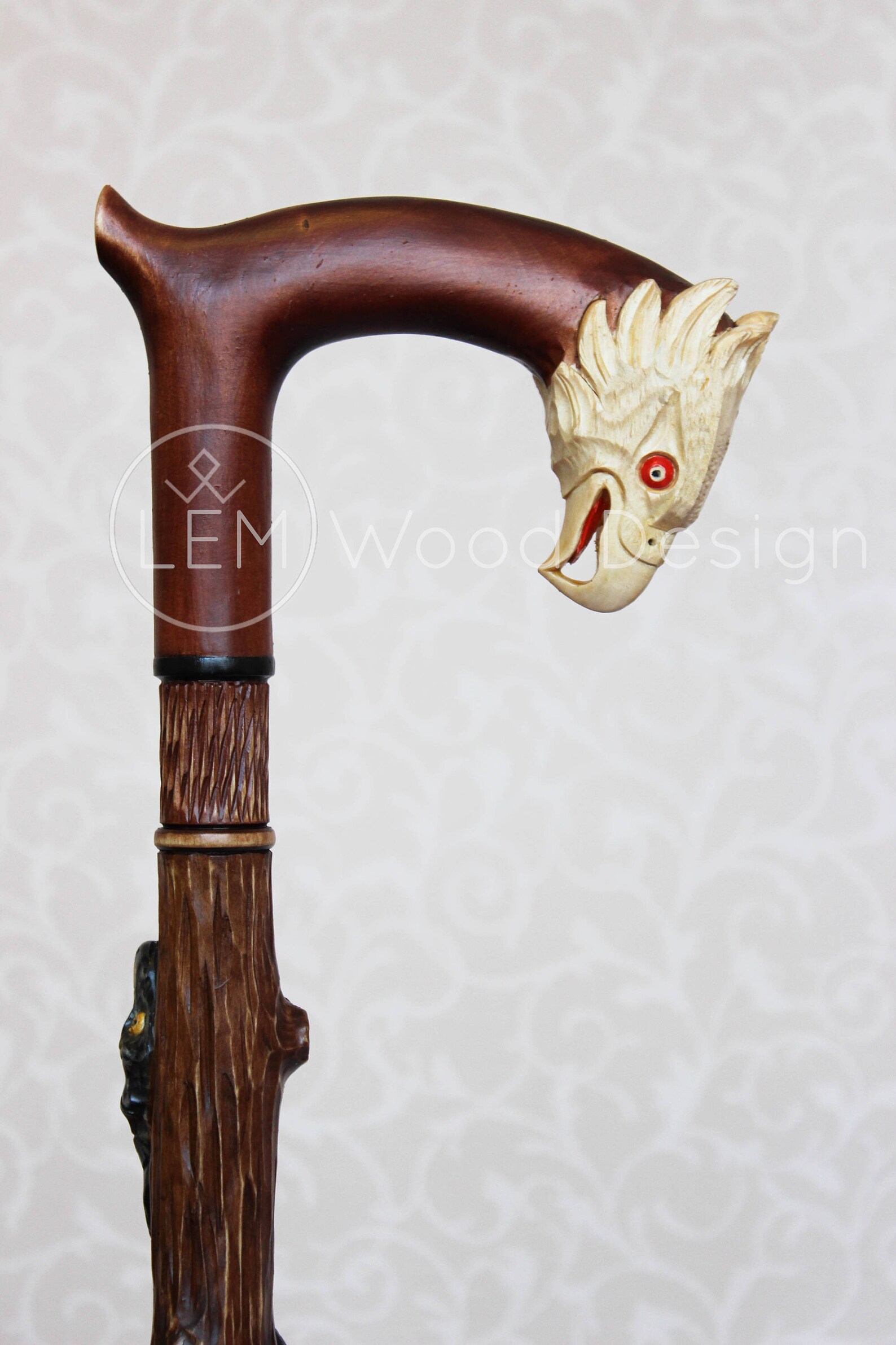 Walking Stick american Eagle & Snake Carved Handle | Etsy