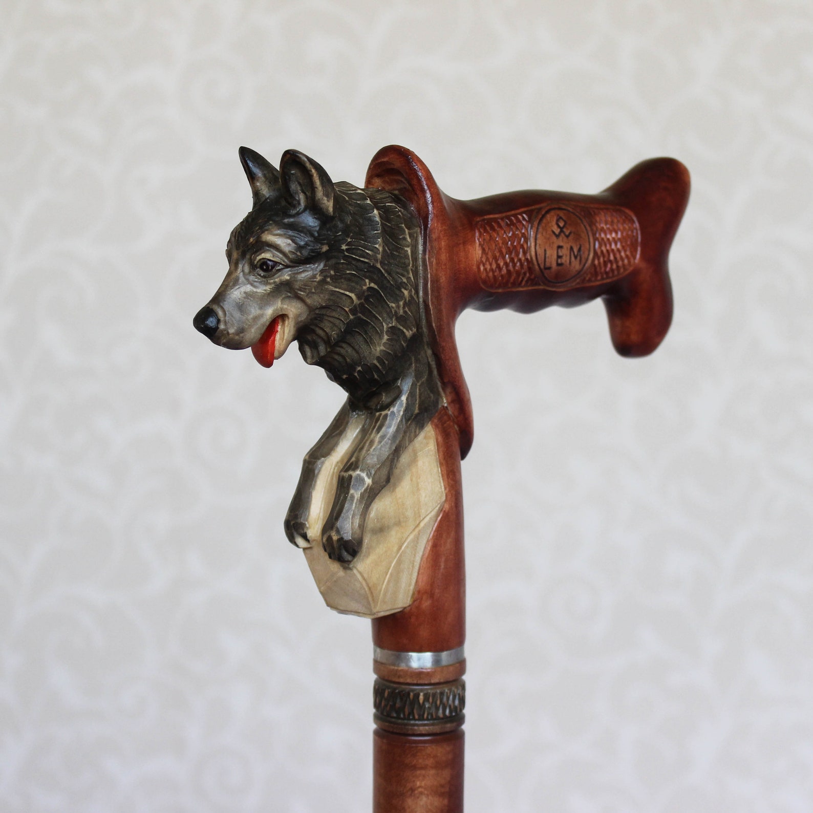 Hand Carved German Shepherd Wooden Walking Cane - Etsy