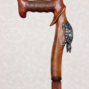 Elegant Walking Stick Turtle Wooden Carved Cane Hiking Sticks Walking ...