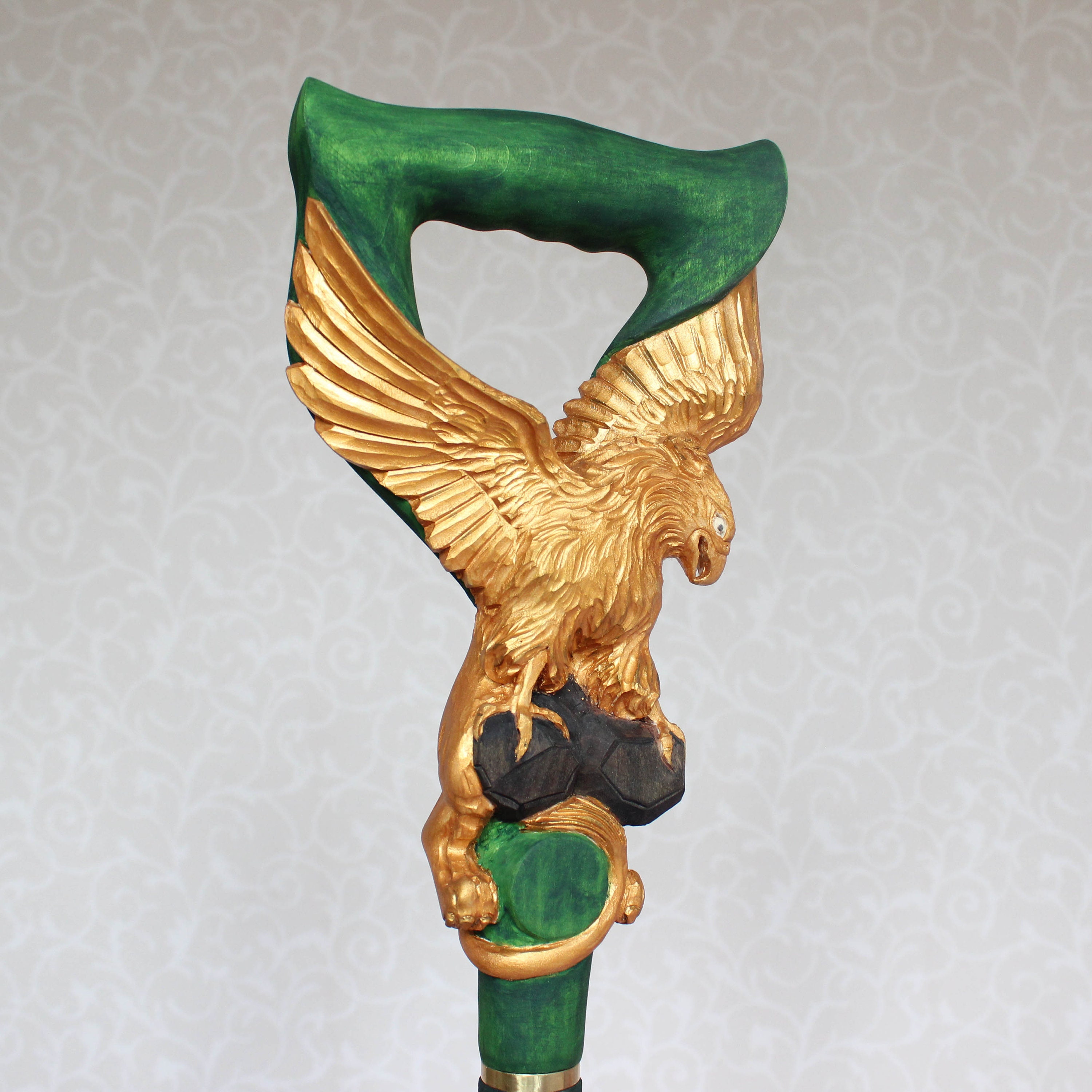 Golden Gryphon Cane Hand Carved Cane Wooden Walking Stick - Etsy