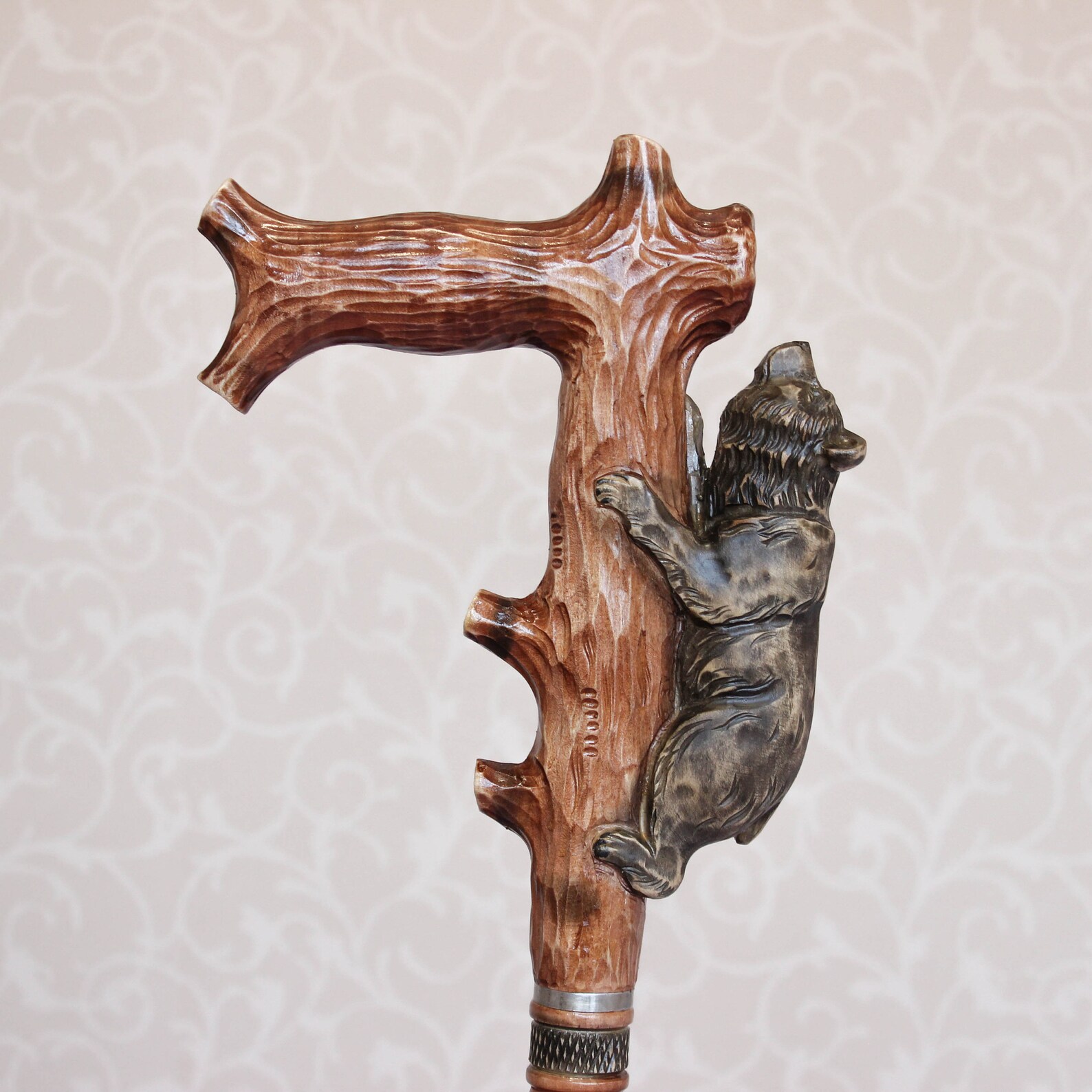 Bear Walking Cane Hand Carved Handle and Simple Staff Hiking - Etsy UK