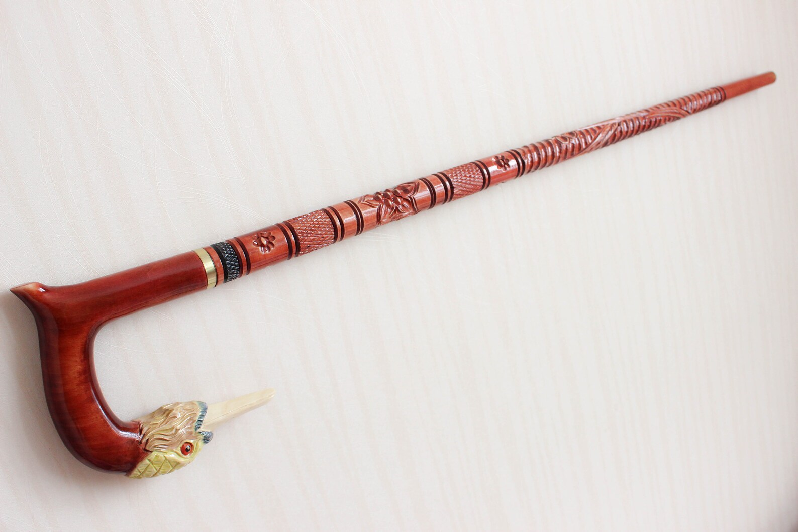 Wooden Cane Bird Head Carved Handle Walking Stick Hiking Stick - Etsy