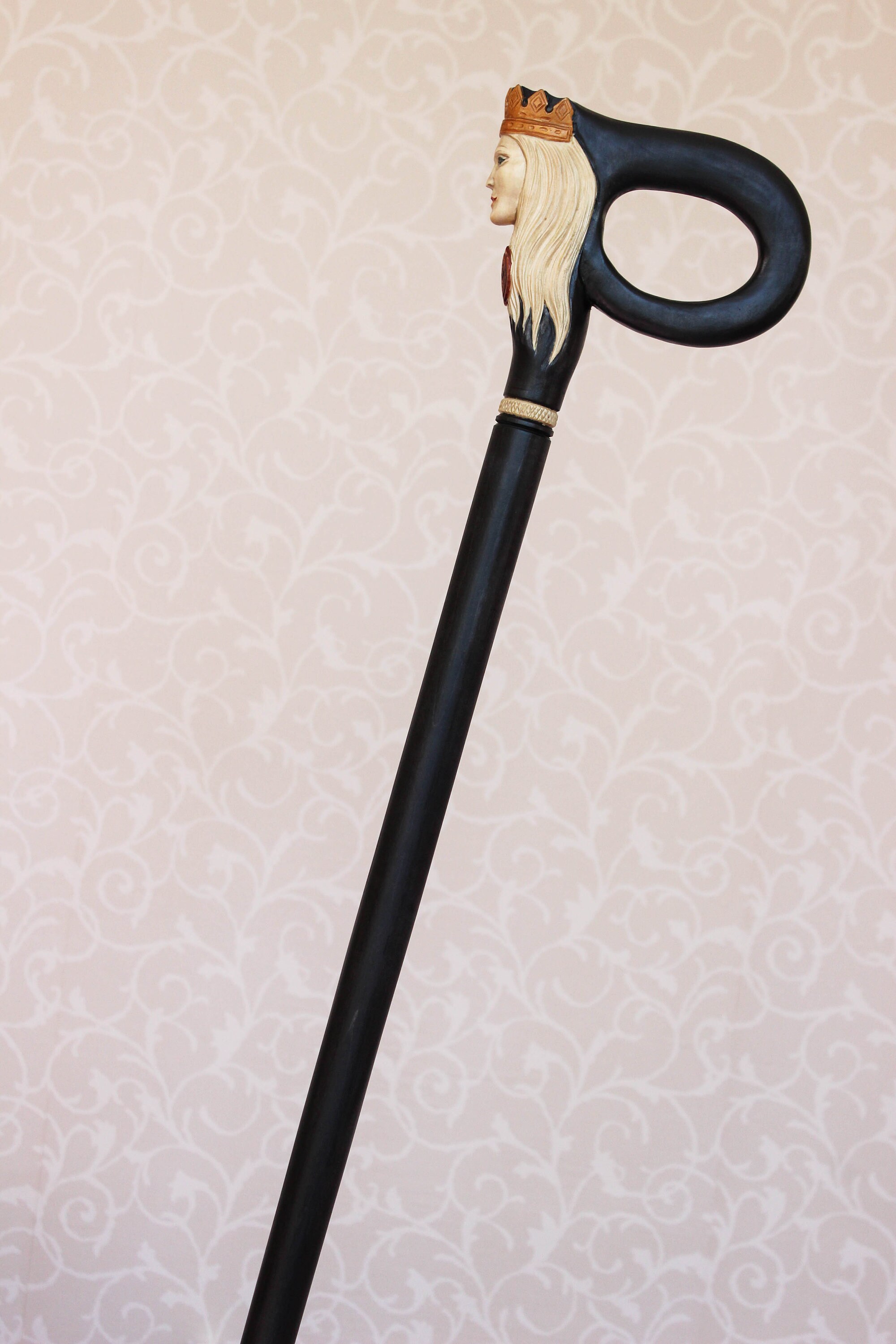 Black Walking cane for women Dark queen Carved | Etsy