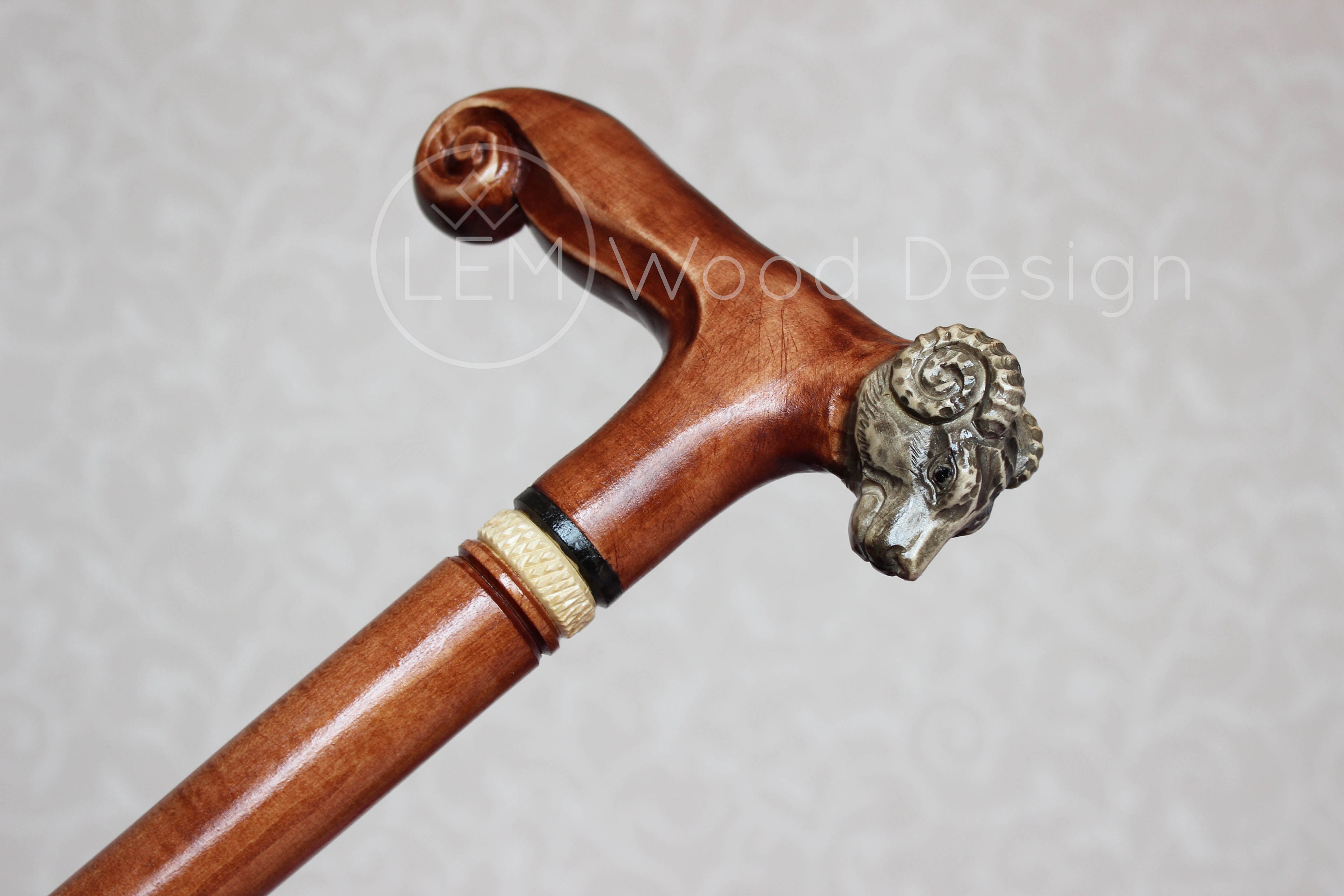 Women Walking stick Ram Carved handle Elegant cane Wood craft | Etsy