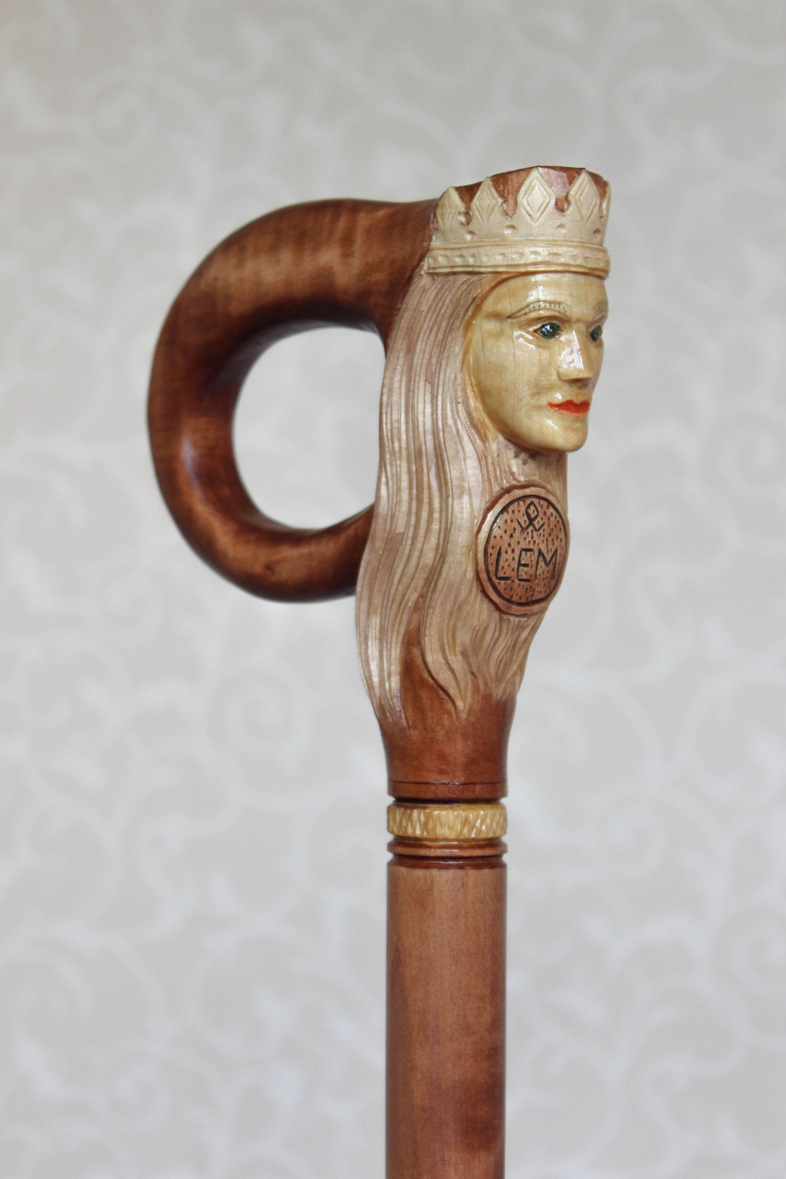 Walking cane Queen Hand carved walking stick for | Etsy