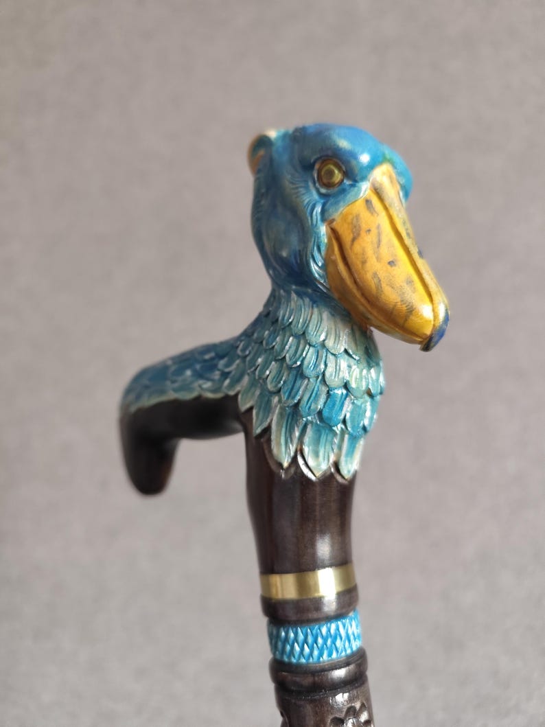 Hand-carved Walking Cane With Shoebill Crane Handle - Etsy