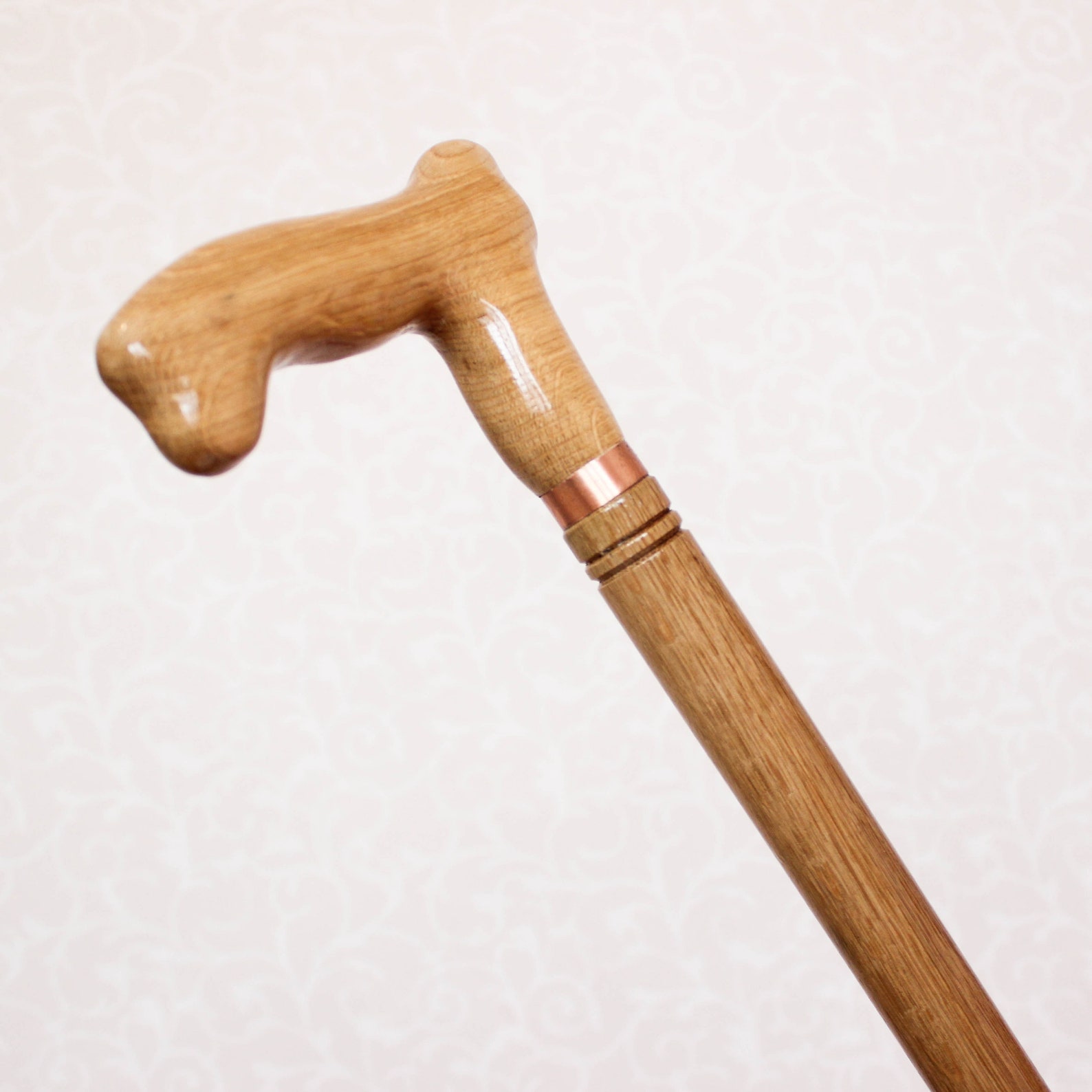 Wooden Oak Walking Cane Stable and Strong Cane With a Copper - Etsy