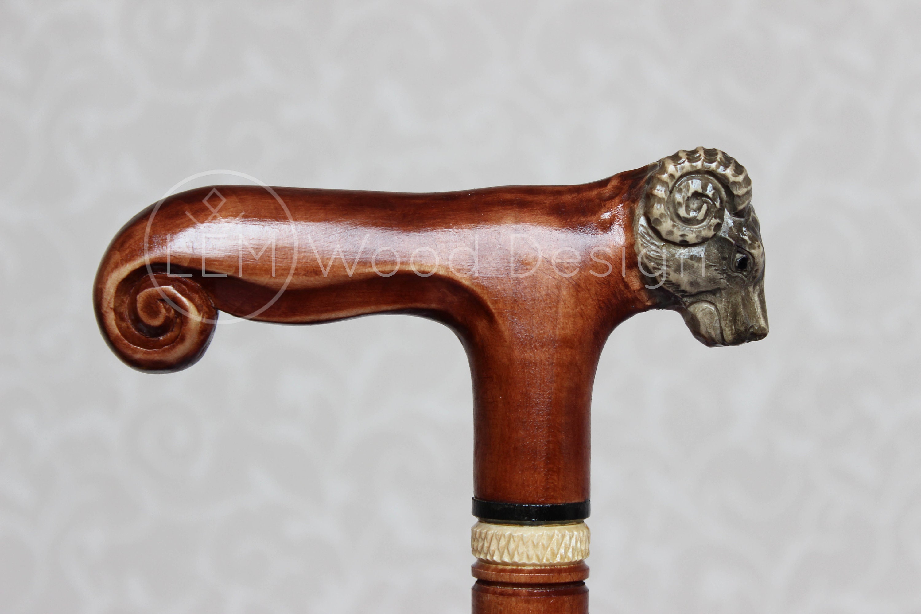 Women Walking stick Ram Carved handle Elegant cane Wood craft | Etsy
