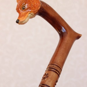 Style Cane and Walking Stick Fox Carved Handle and Staff Handmade ...
