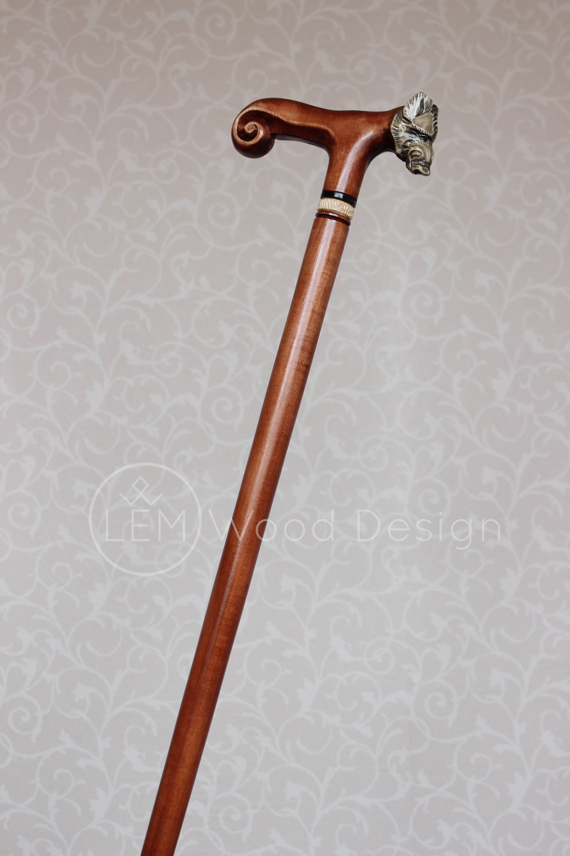 Boar Carved handle Women Wooden cane Custom Walking stick Wood | Etsy