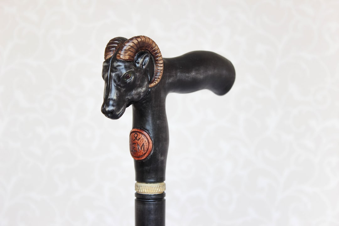 Aries Ram Walking Cane, Black Wooden Staff, Hand Carved Zodiac Gift - Etsy