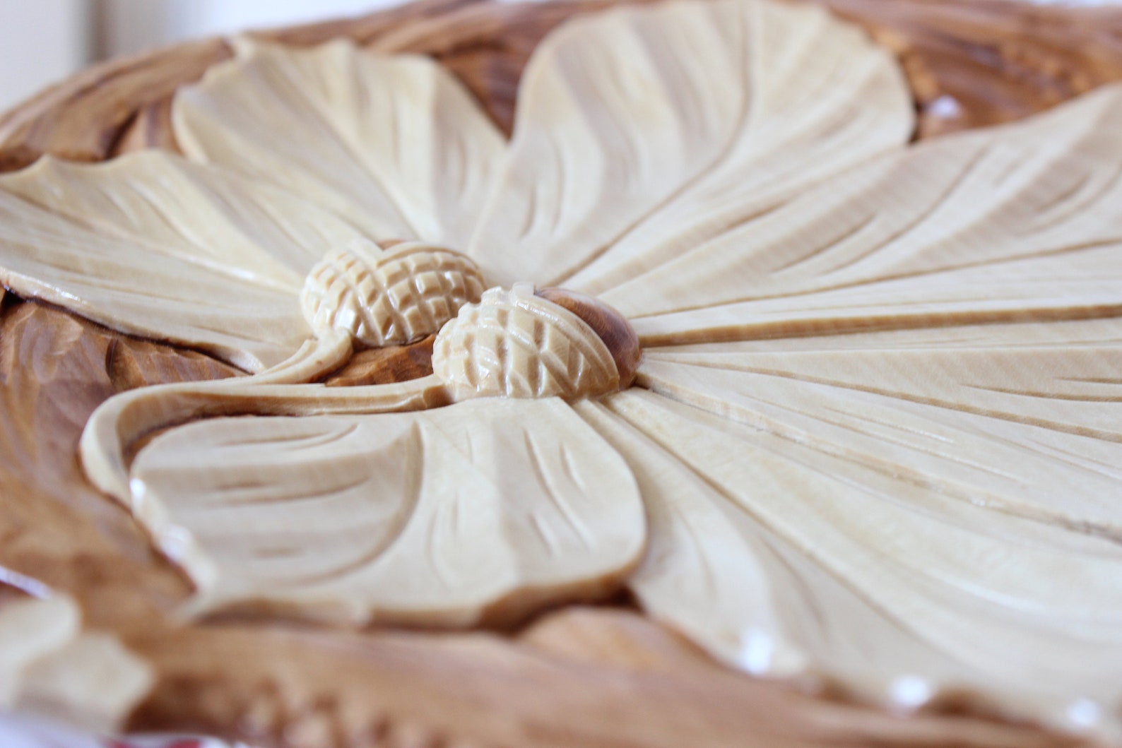 Carved wooden plate Round wood dish with a diameter 12 inches | Etsy