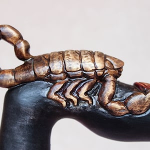 Scorpio Walking Cane: Hand Carved Zodiac Scorpion, Black Wood Hiking ...