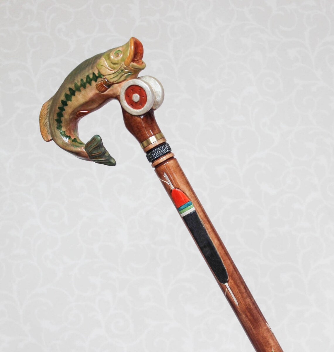 Walking Cane With Fish Largemouth Bass Cane Hiking Stick Hand - Etsy