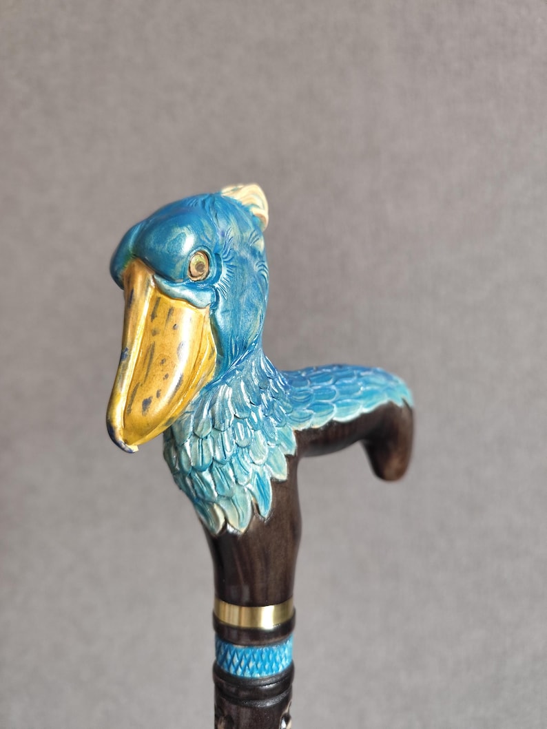 Hand-carved Walking Cane With Shoebill Crane Handle - Etsy