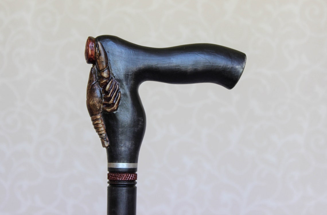 Cancer Wooden Cane Carved Handle Crab Walking Stick Zodiac | Etsy