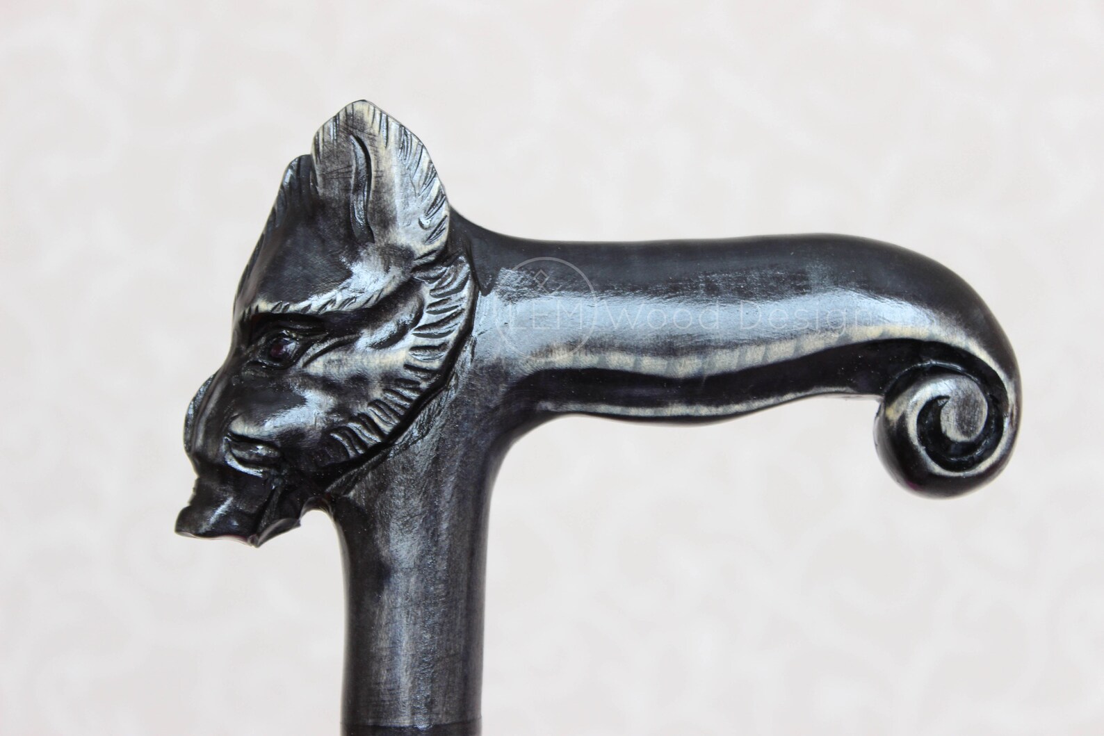 Walking Stick Wild Boar Carved Handle & Staff Black Wooden | Etsy