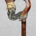 Carved Walking Stick Neptune Handle Wooden Cane Wood Craft - Etsy
