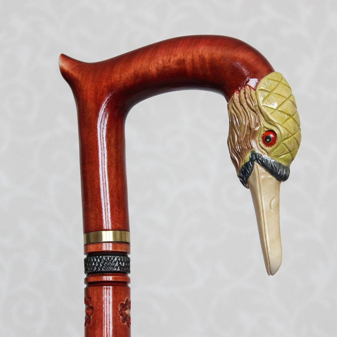 Wooden Cane Bird Head Carved Handle Walking Stick Hiking Stick - Etsy