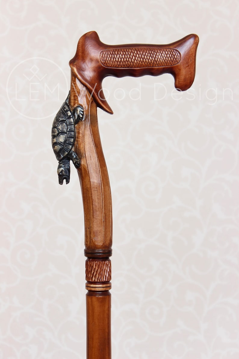 Handmade Turtle Carved Wooden Walking Cane - Etsy