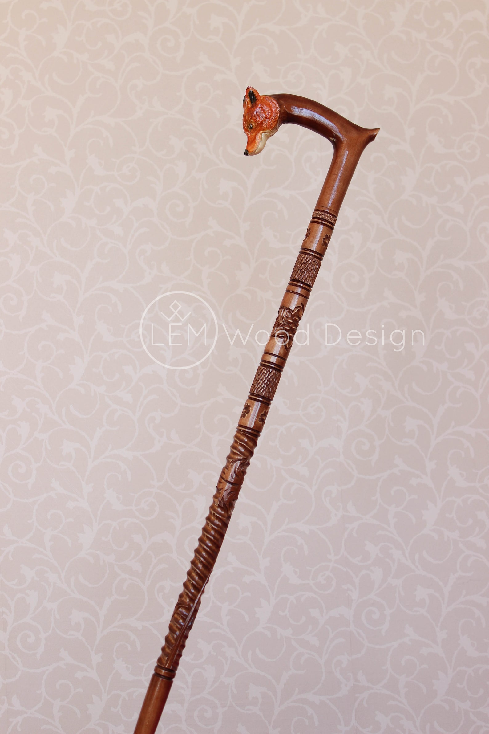 Style Cane and Walking Stick Fox Carved Handle and Staff - Etsy