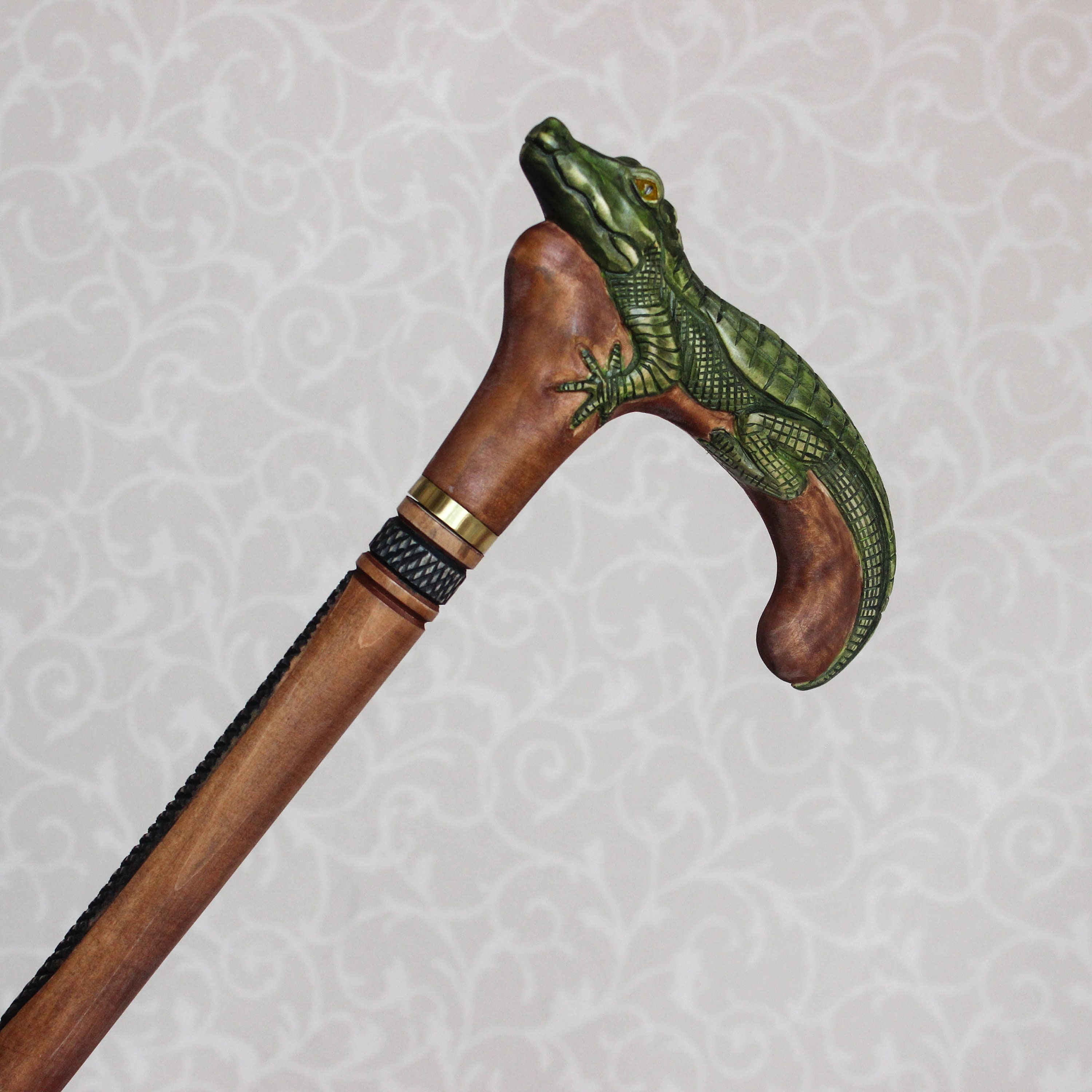 Crocodile Walking Cane Hand Carved Wooden Cane Handle With | Etsy
