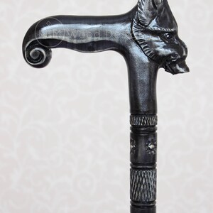 Walking Stick Wild Boar Carved Handle & Staff Black Wooden Cane Hiking ...