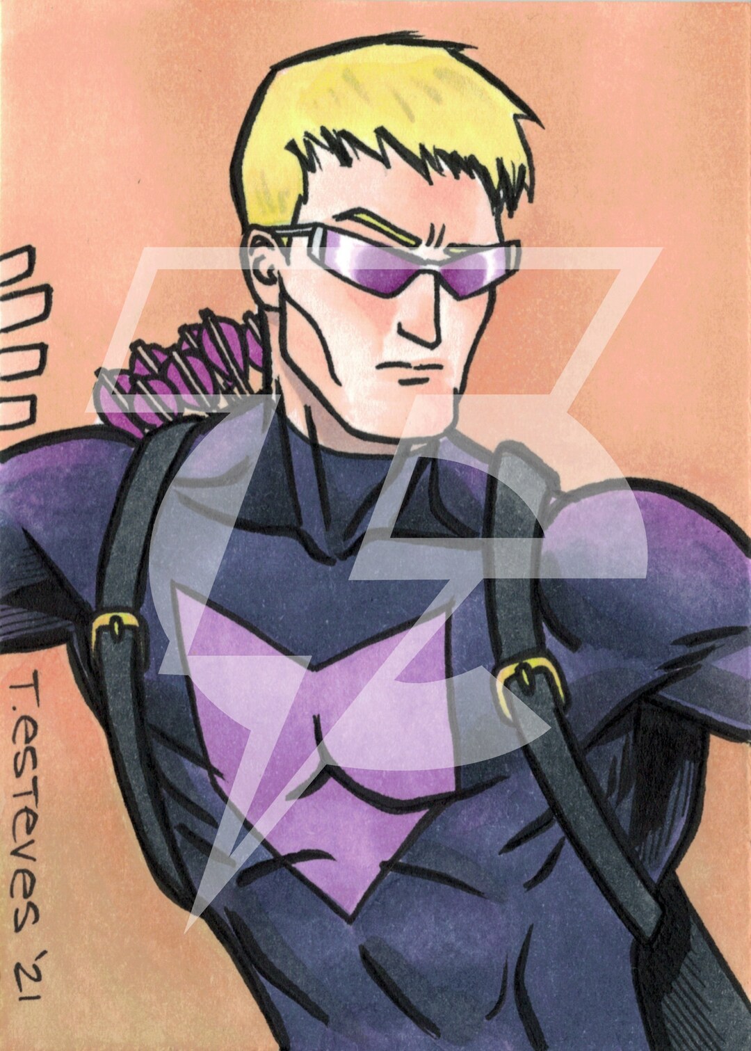 Hawkeye (clint Barton), Marvel Sketch Card, One of a Kind - Etsy