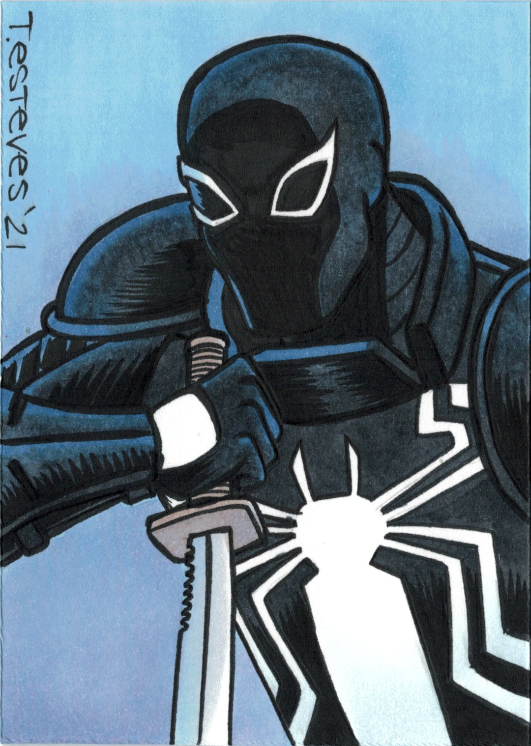 Agent Venom, Marvel Sketch Card, One of a Kind - Etsy