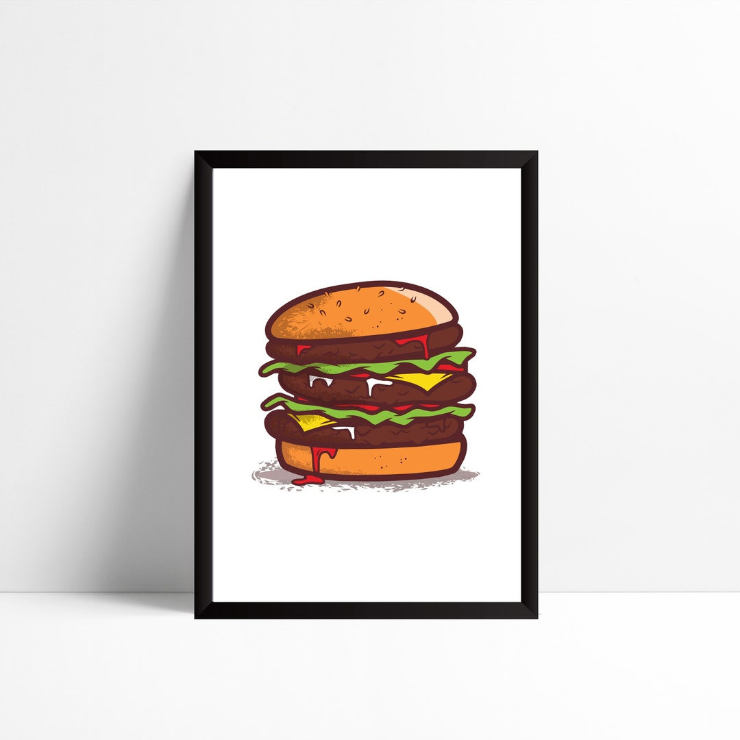 Burger Hamburger Fast Food Pop Art Printable Print Poster Wall Decor ...