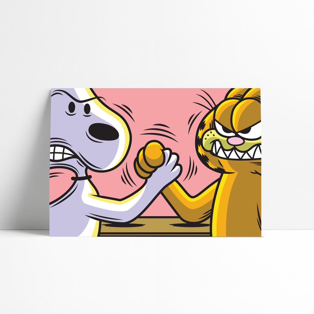 Snoopy Vs Garfield Art Print Poster Peanuts Comic Cartoon - Etsy Australia