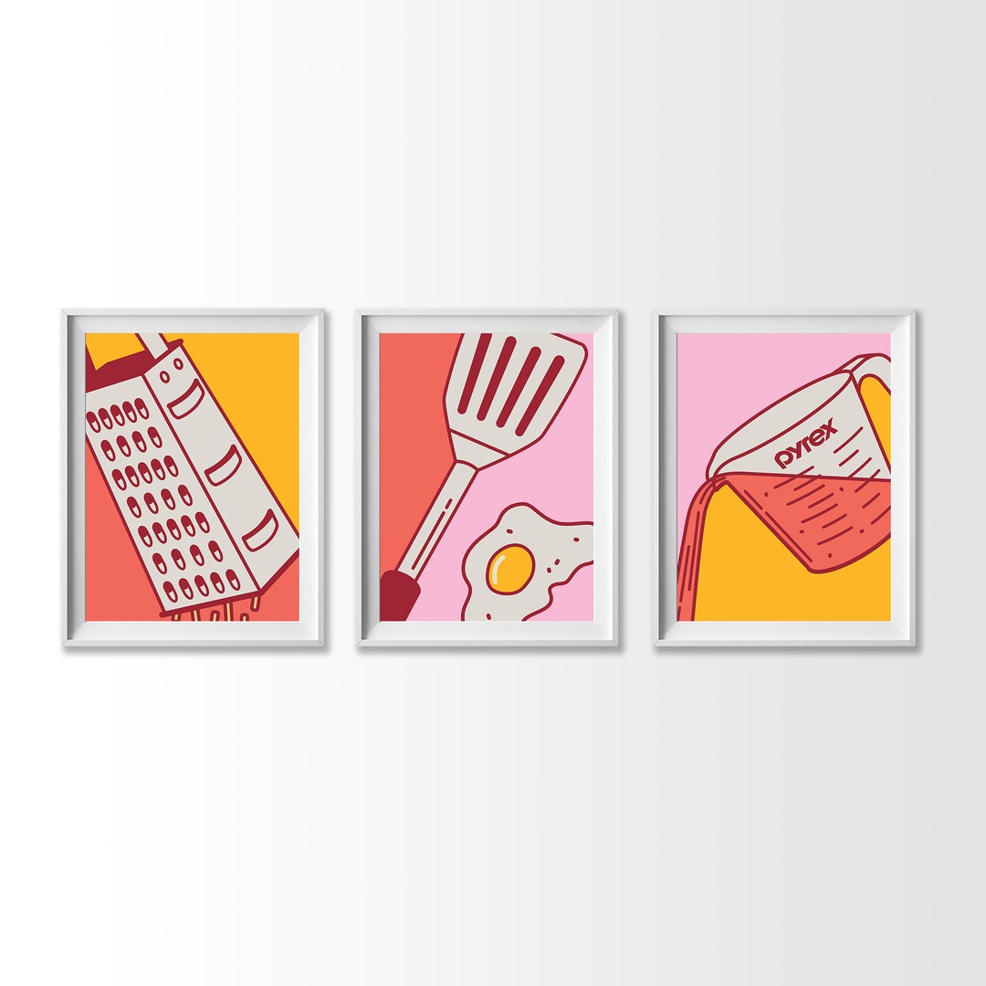 Set of 3 Grater Spatula Pyrex Jug Kitchen Pop Art Printable Print ...