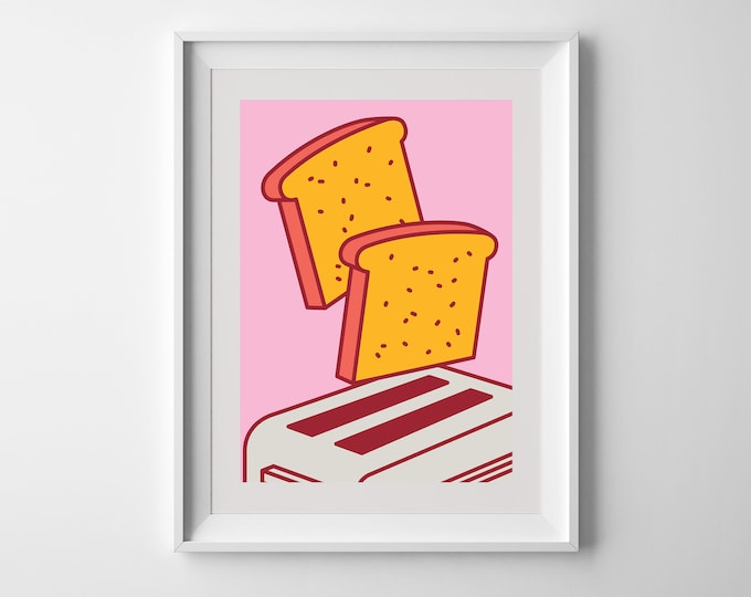 Popping Toast Toaster Kitchen Pop Art Printable Print Poster - Etsy ...