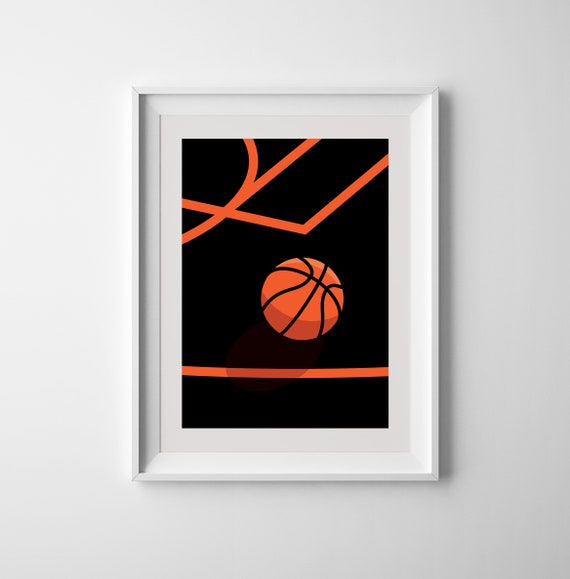 Basketball Court NBA Printable Wall Art Illustration Artwork | Etsy