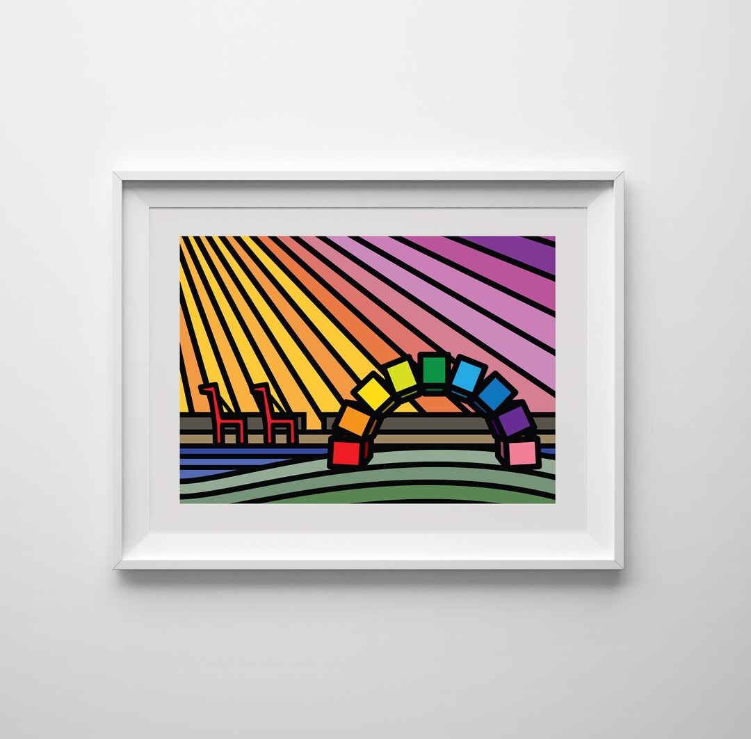 Fremantle Rainbow Containers Sunset Australia Printable Print Poster ...