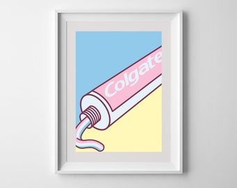 Colgate Toothpaste Bathroom Pop Art Printable Print Poster | Etsy