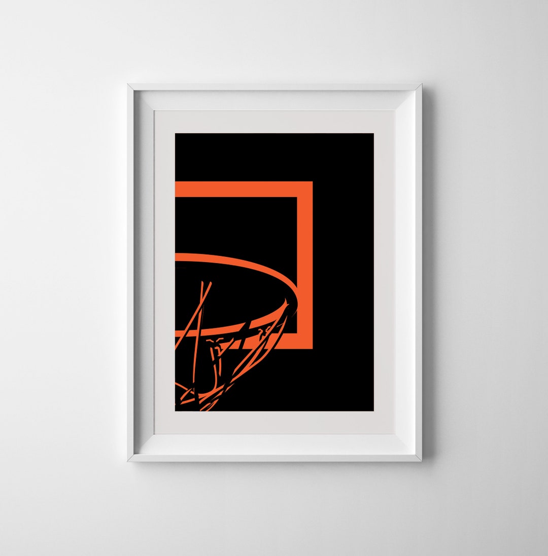 Basketball Backboard Net Minimal NBA Printable Wall Art Print Digital ...