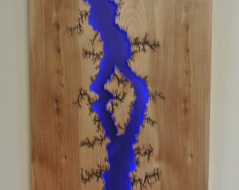 White Oak With Blue Pearl Epoxy Family Tree Lichtenburg Fractal Wood ...