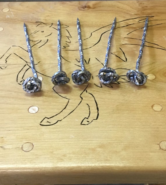 5 Double Twisted Hand-forged Iron Hair Pin | Etsy