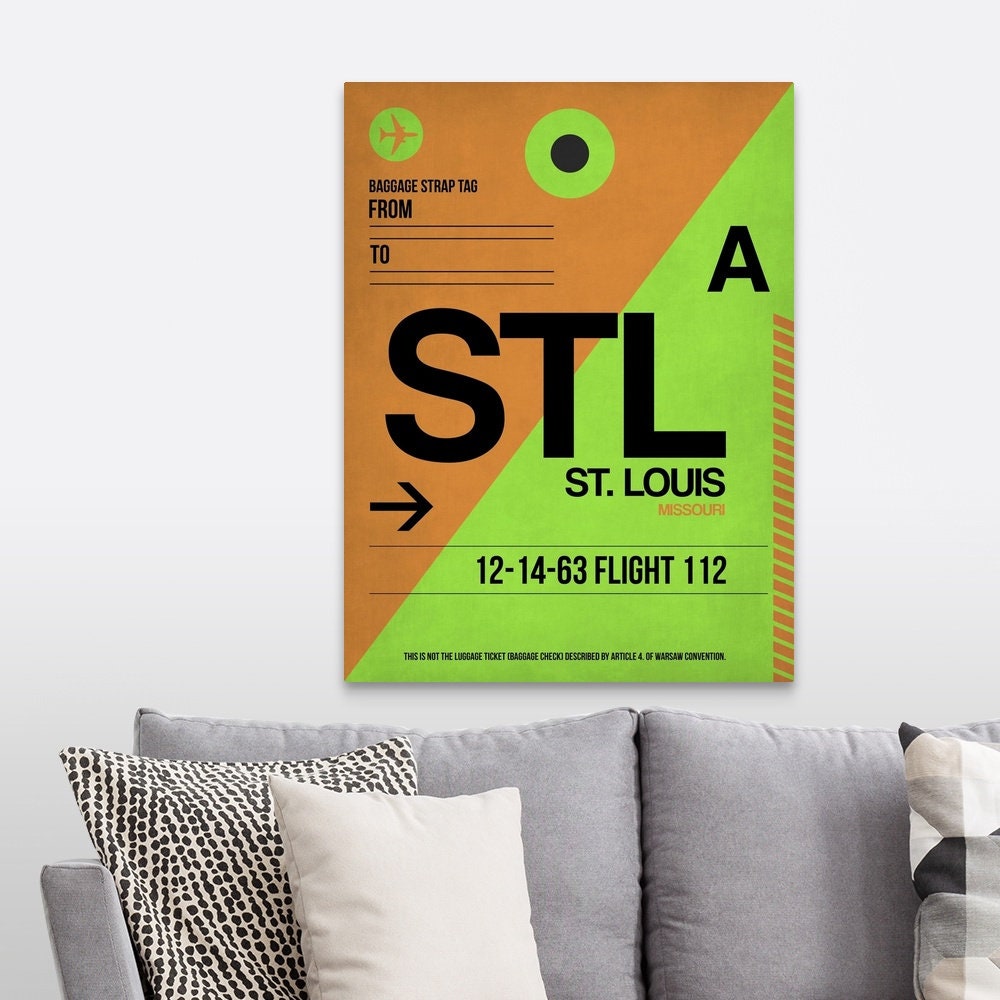 STL St. Louis Luggage Tag I Canvas Wall Art Print | Etsy