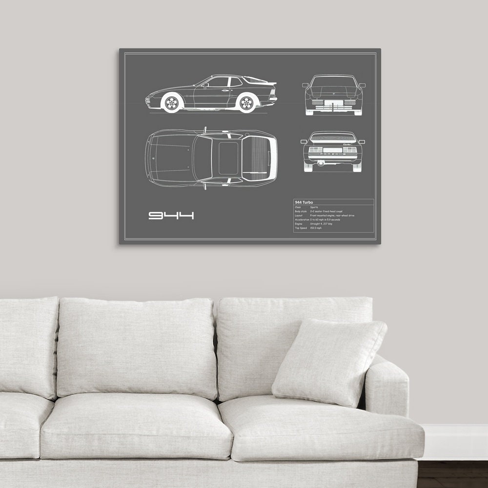 Porsche 944 Turbo Grey Canvas Wall Art Print - Etsy