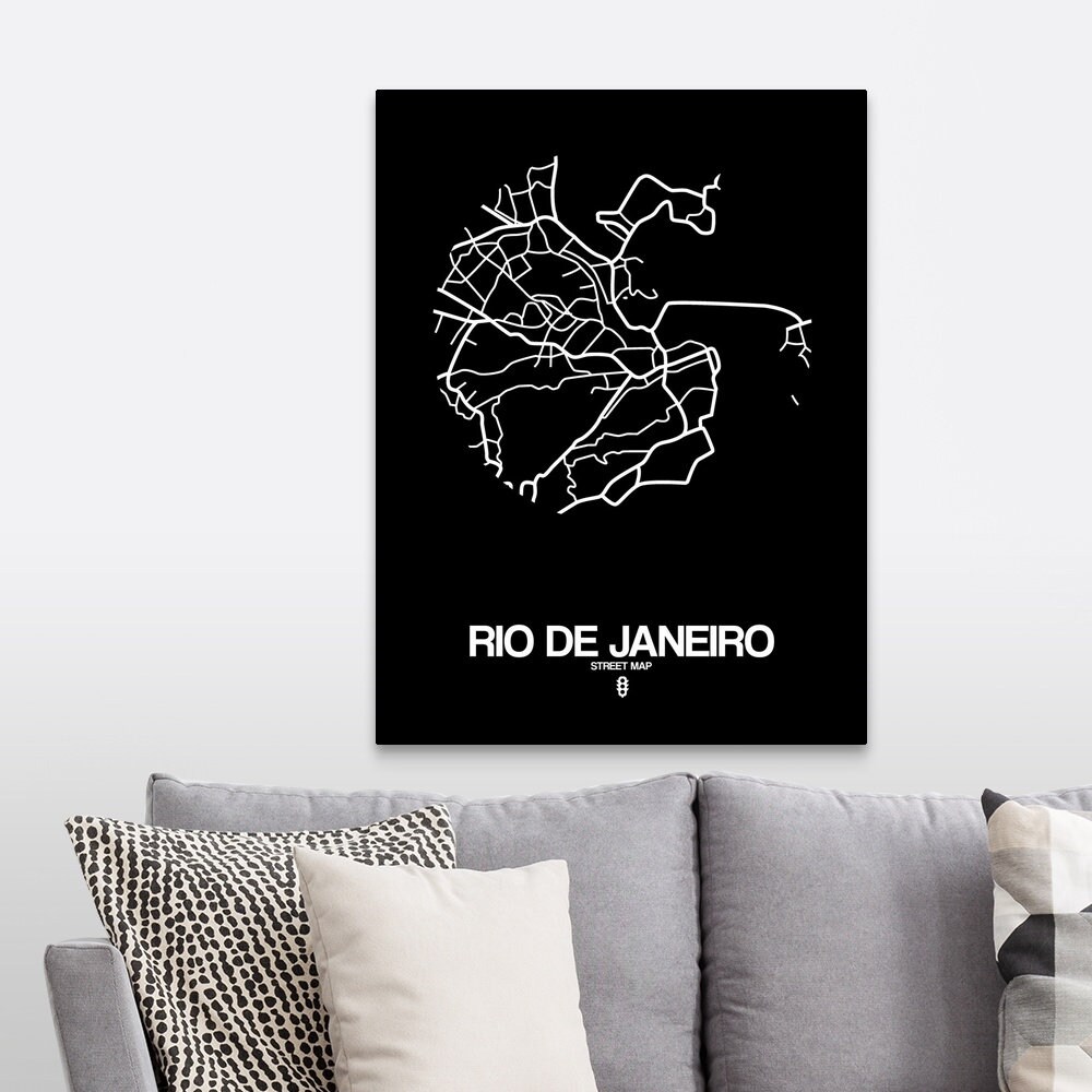 Rio De Janeiro Street Map Black Canvas Wall Art Print - Etsy