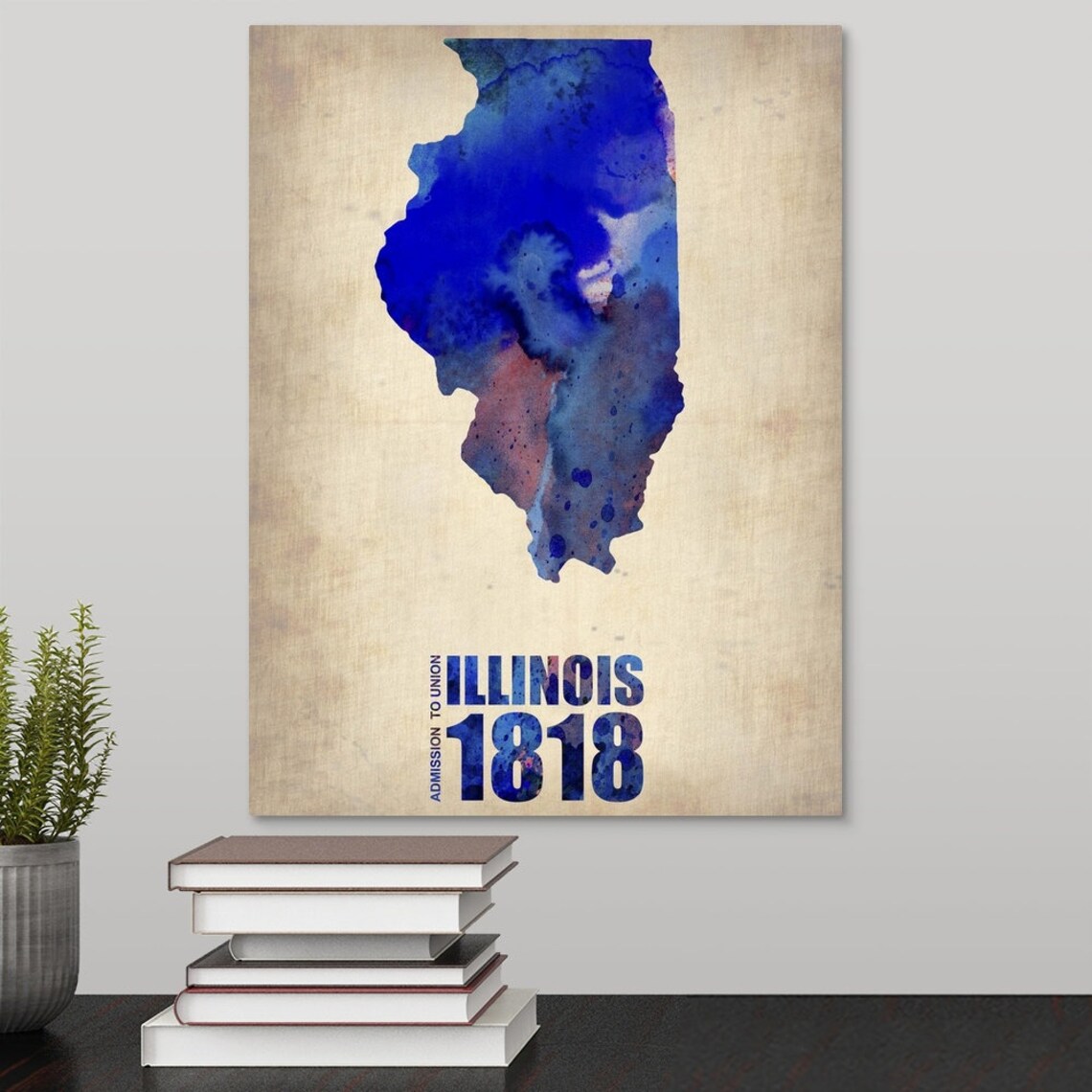 Illinois Watercolor Map Canvas Wall Art Print - Etsy