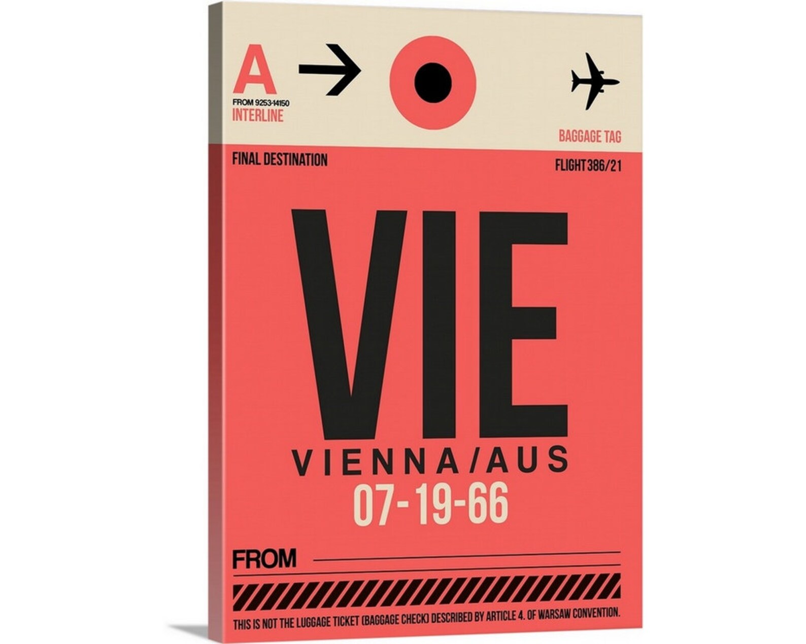 VIE Vienna Luggage Tag I Canvas Wall Art Print | Etsy