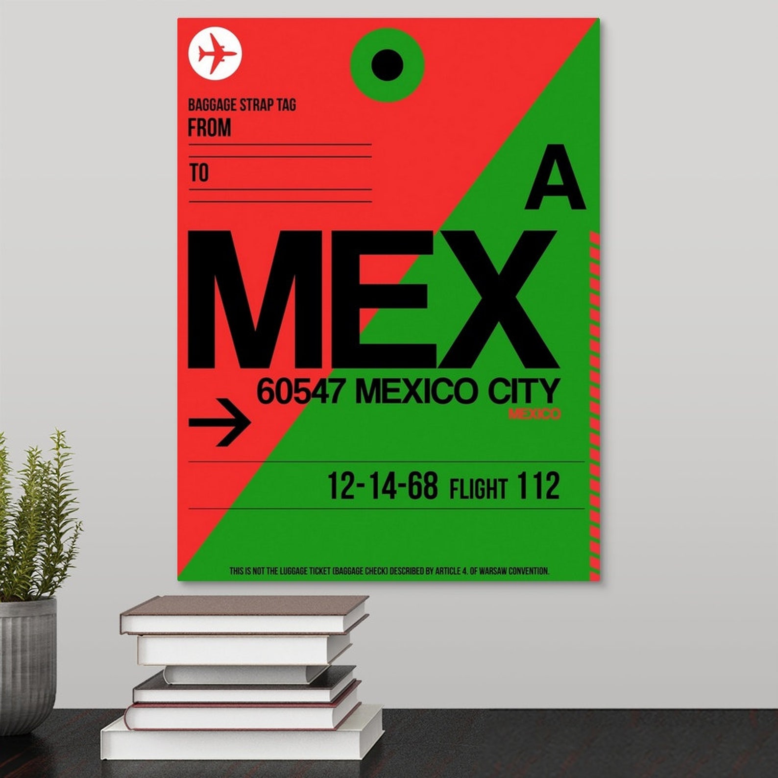 MEX Mexico City Luggage Tag II Canvas Wall Art Print - Etsy